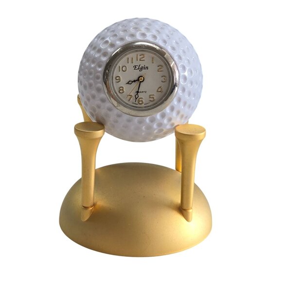 Elgin | Other | Elgin Golf Ball Desk Clock With Gold Base | Poshmark